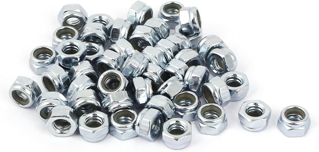 Amazon.com: uxcell Hex Lock Nuts - 3/16"-24 Carbon Steel Nylon Insert ...