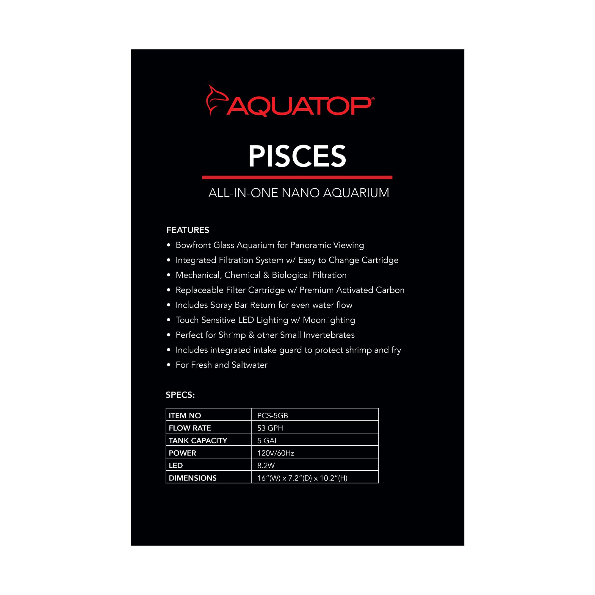 Snapklik.com : Aquatop Pisces Bullet Shaped Glass Aquarium, 5 Gallons ...