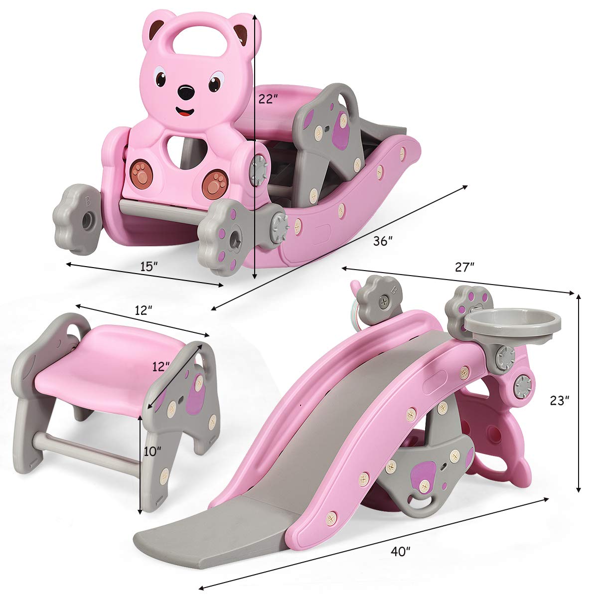 Buy Costzon 4 in 1 Toddler Slide Rocking Toy, Portable Kids Rocking ...