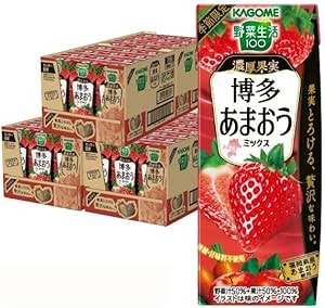 Amazon.co.jp: カゴメ 季節限定 野菜生活100 濃厚果実 博多あまおうミックス 195ml 紙パック 24本×3ケース (72本) : 食品・飲料・お酒