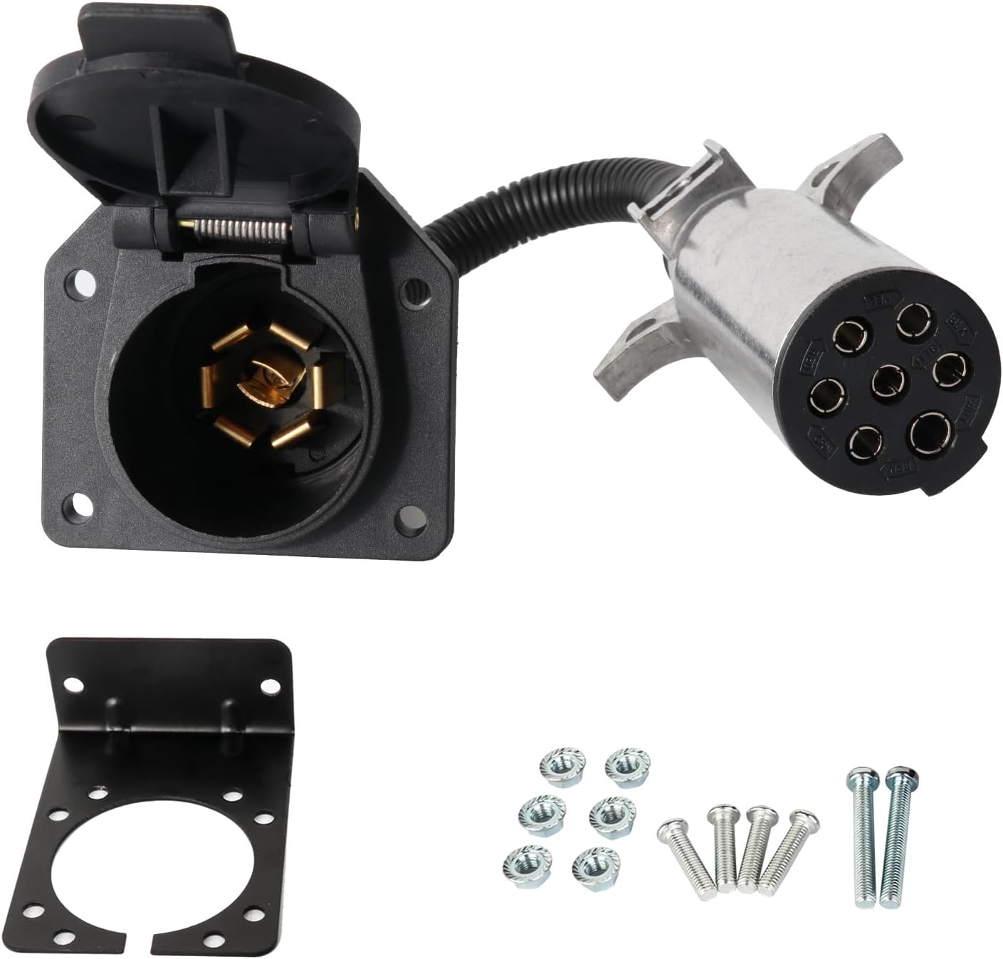 Amazon.com: TIROL 7 Pin Round to 7 Pin Rv Trailer Adapter with Mounting ...