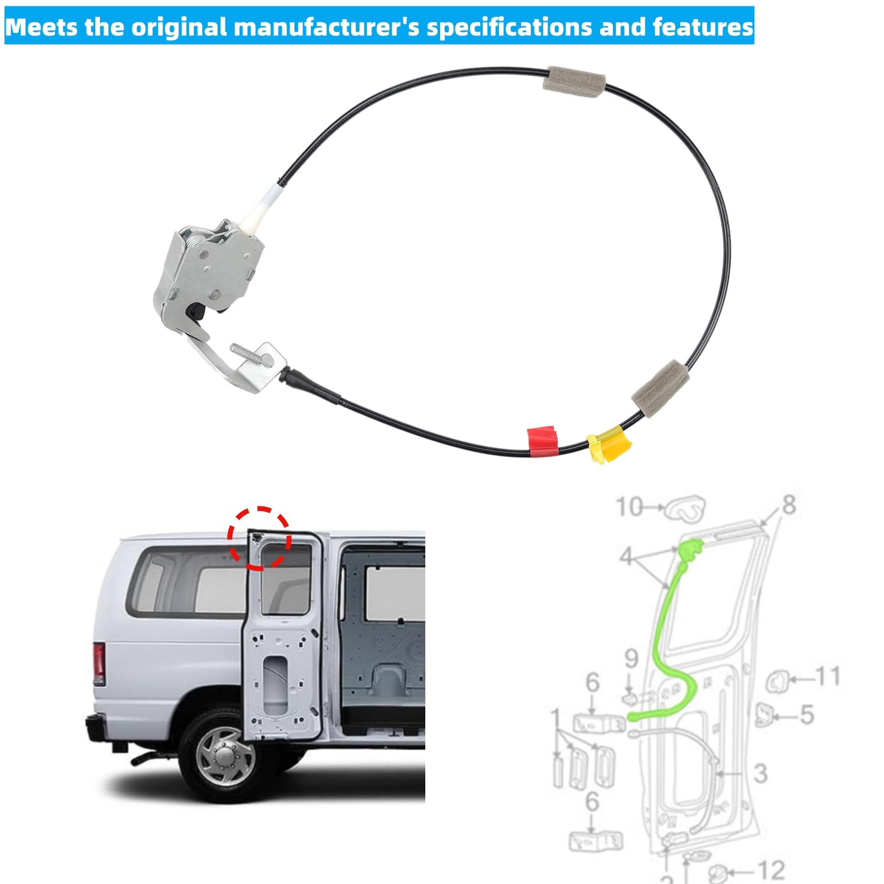 Snapklik.com : Rear Door Upper Latch Cable Right Side For Ford ...
