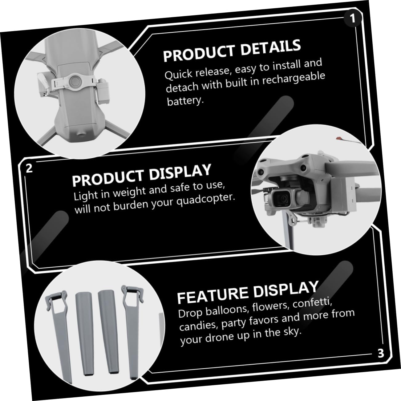 ERINGOGO 1 Set Mount Parabolic Plastic Drone Airdrop Bait Dropping ...