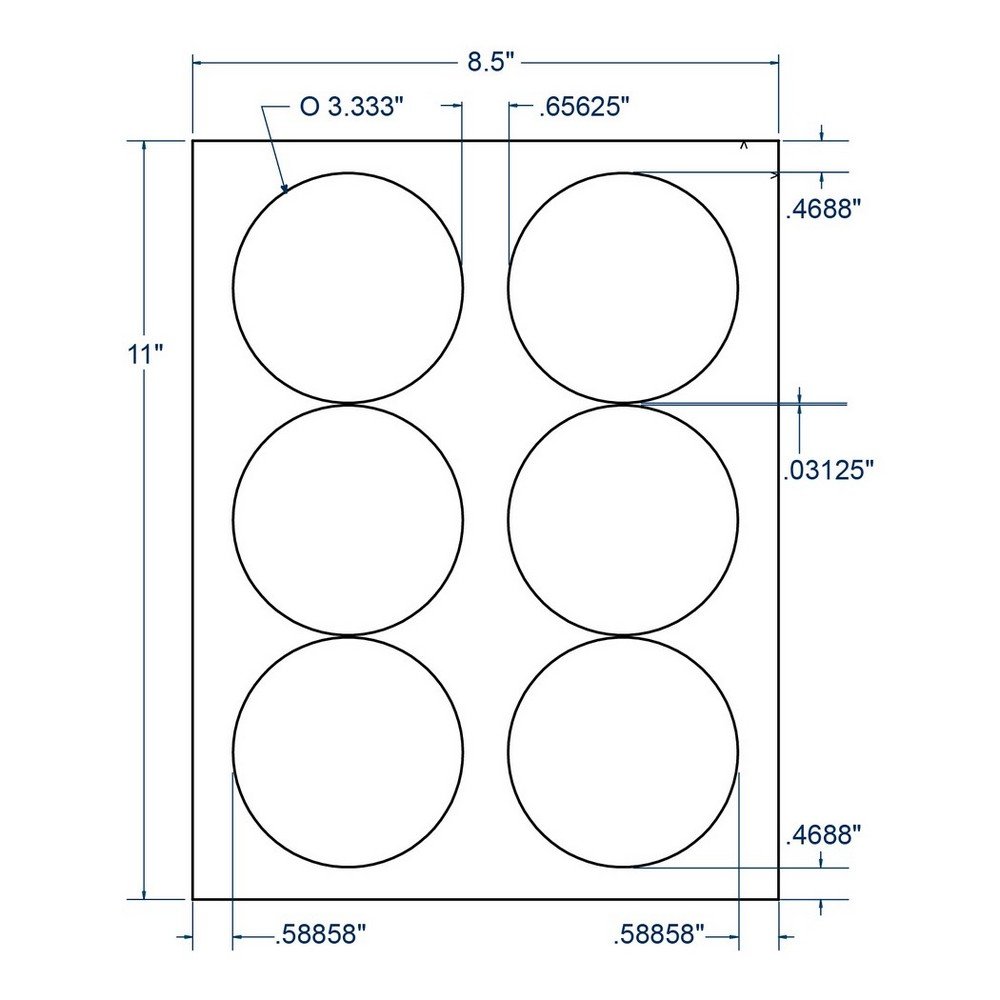 Clear Round Labels 3-1/3 Inch Round Labels - 6 Per Sheet, 60 Circle ...