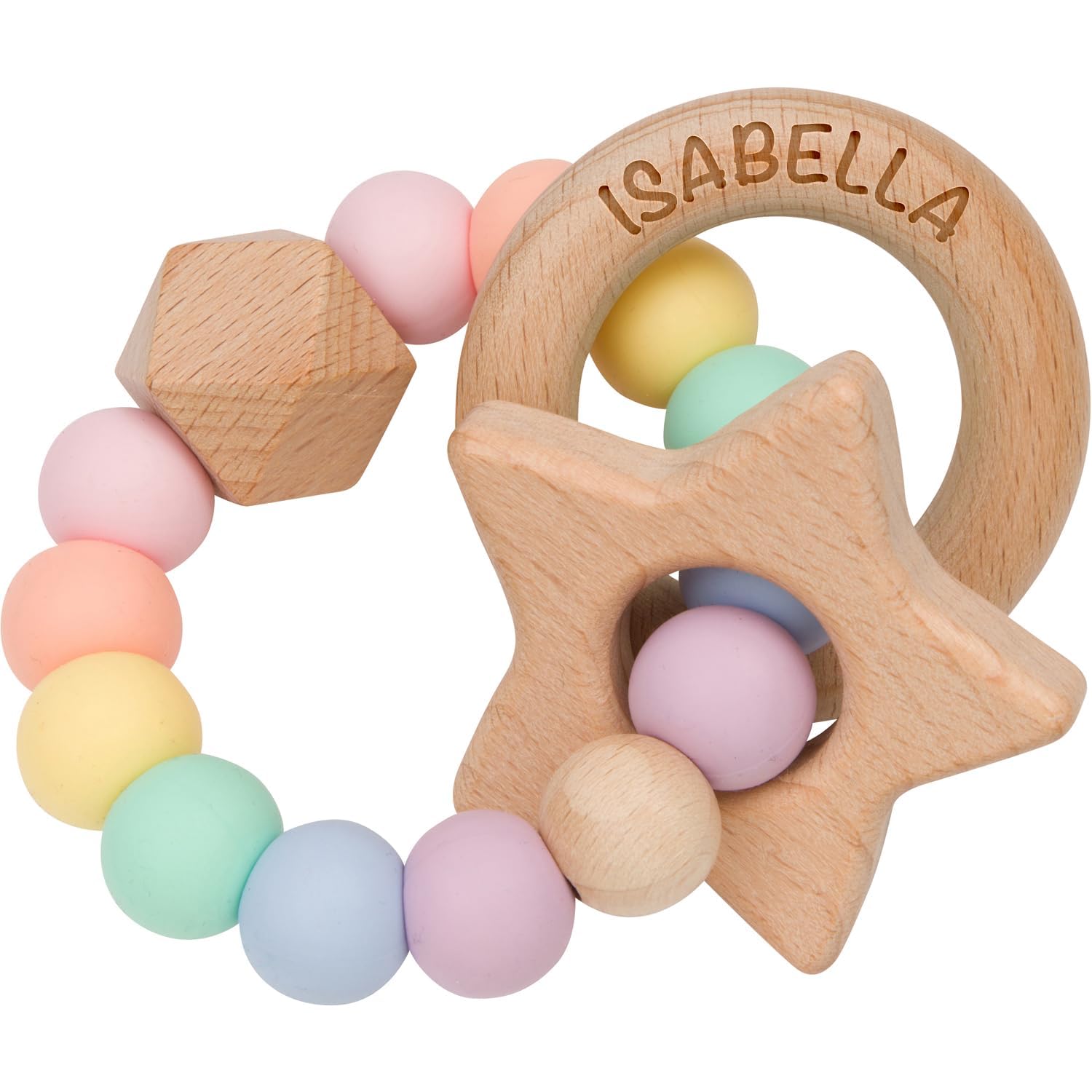 Amazon.com: Personalized Baby Name Rattle Teether Gift Set ...