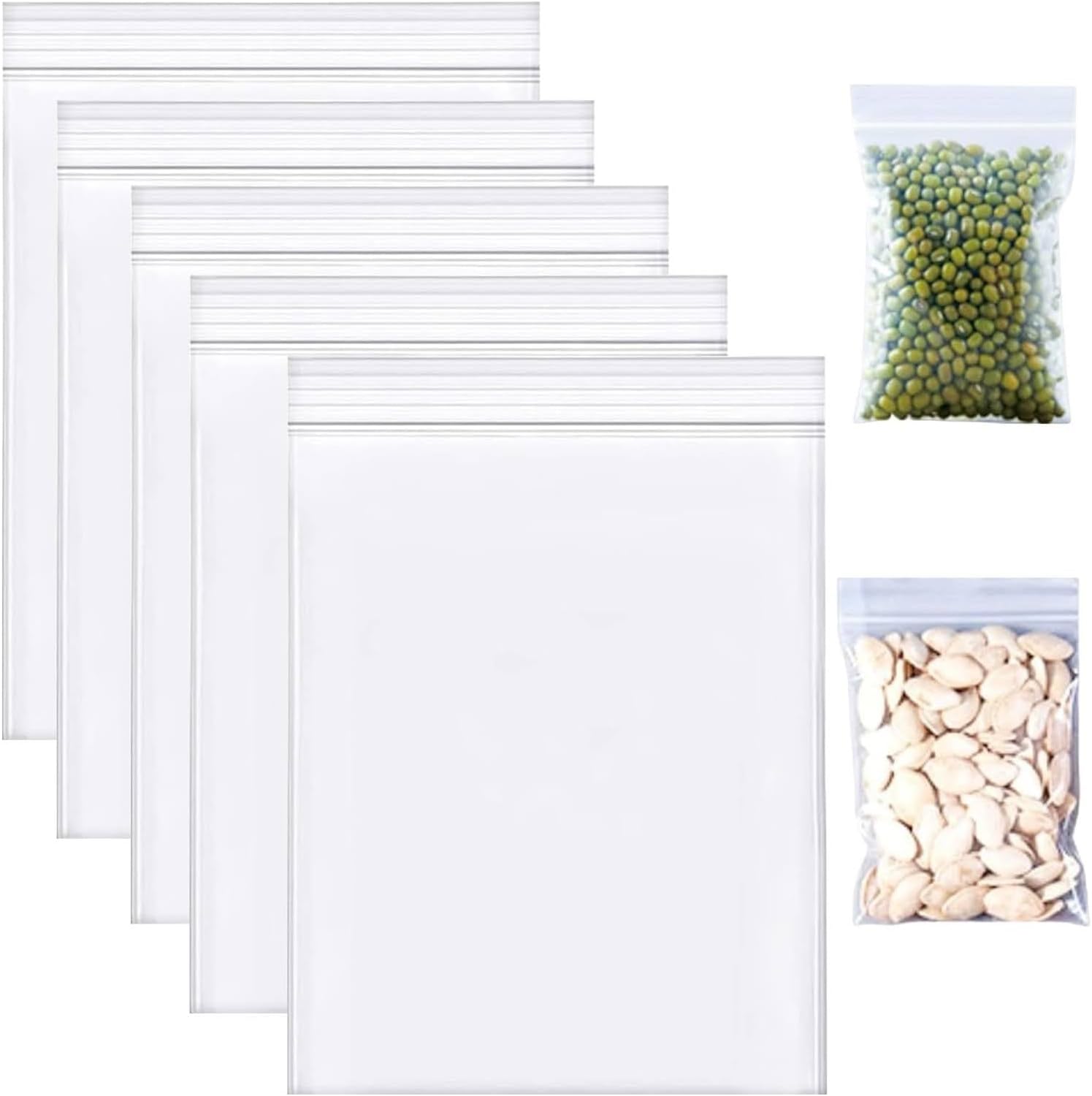 100-2000pcs Grip Seal Bags | Reusable Strong Zip Lock | Small Clear ...