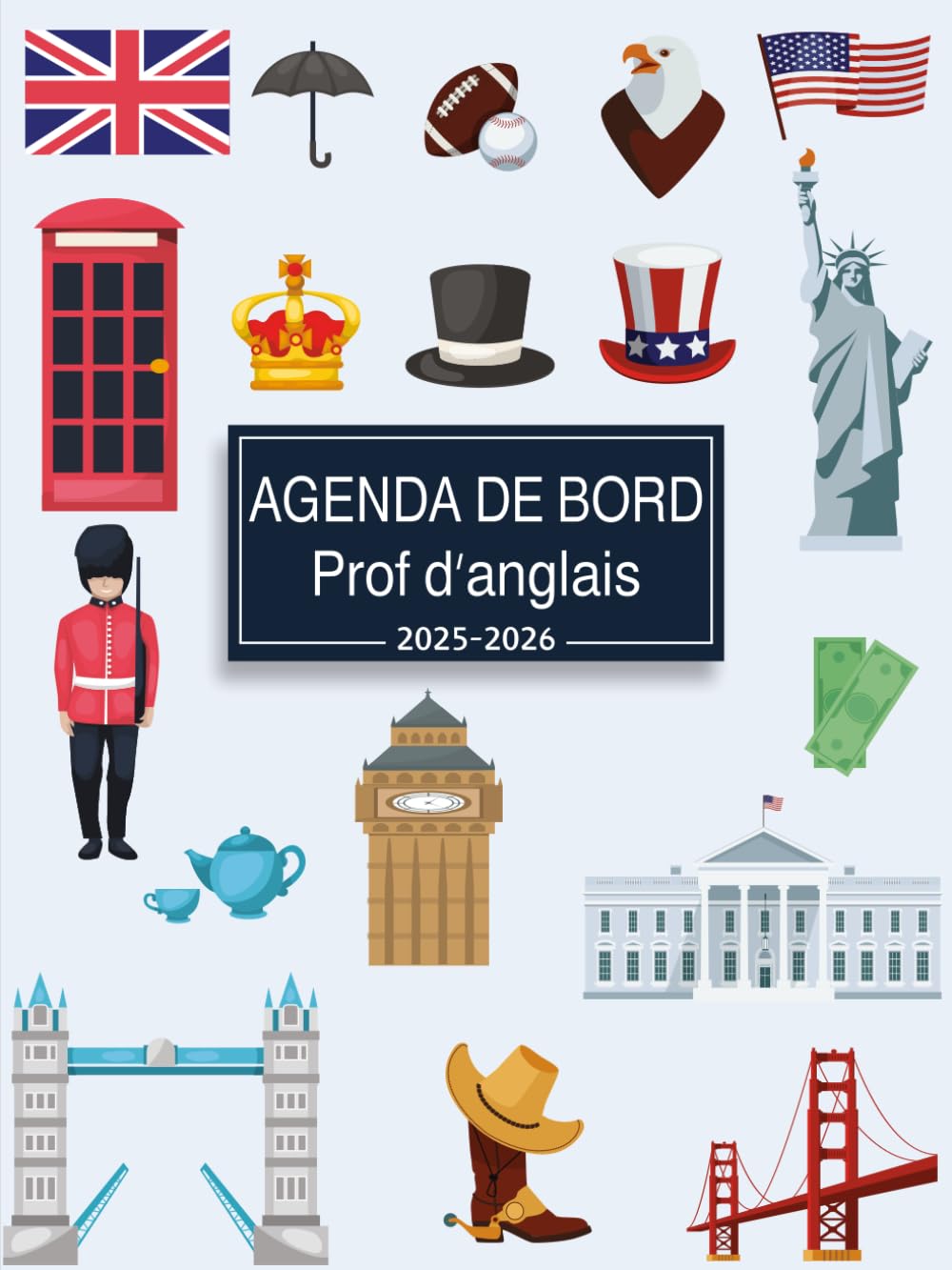 Agenda de Bord Enseignant 2025-2026 prof d'anglais: Planificateur ...