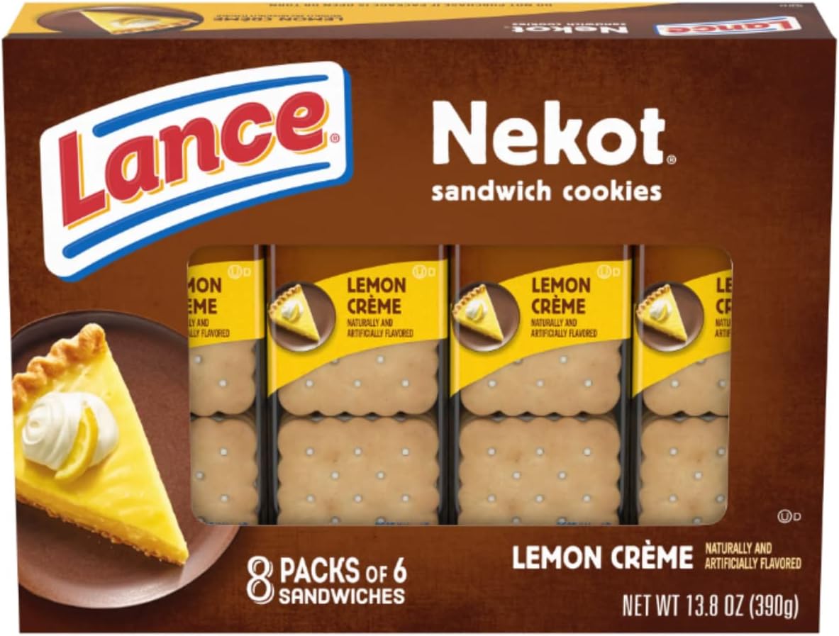 Amazon.com: Sandwich Cookies, Nekot Lemon Creme, 13.8 oz, 1 Box ...