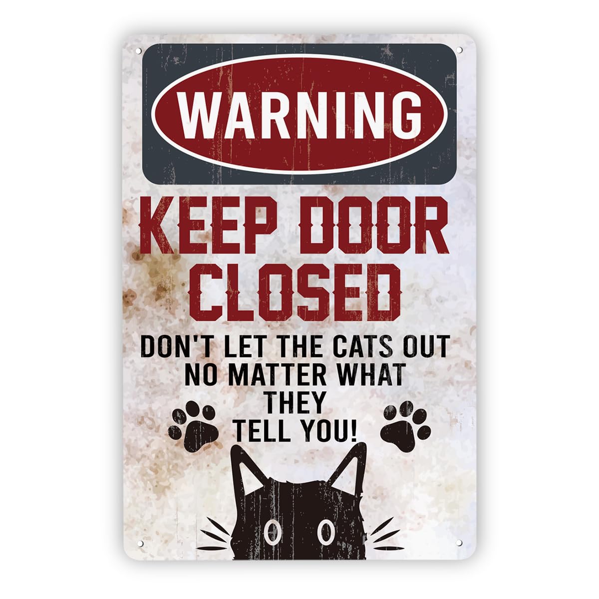 Amazon.com: Cat Metal Tin Sign, Funny Warning Cat Sign, Keep Door ...