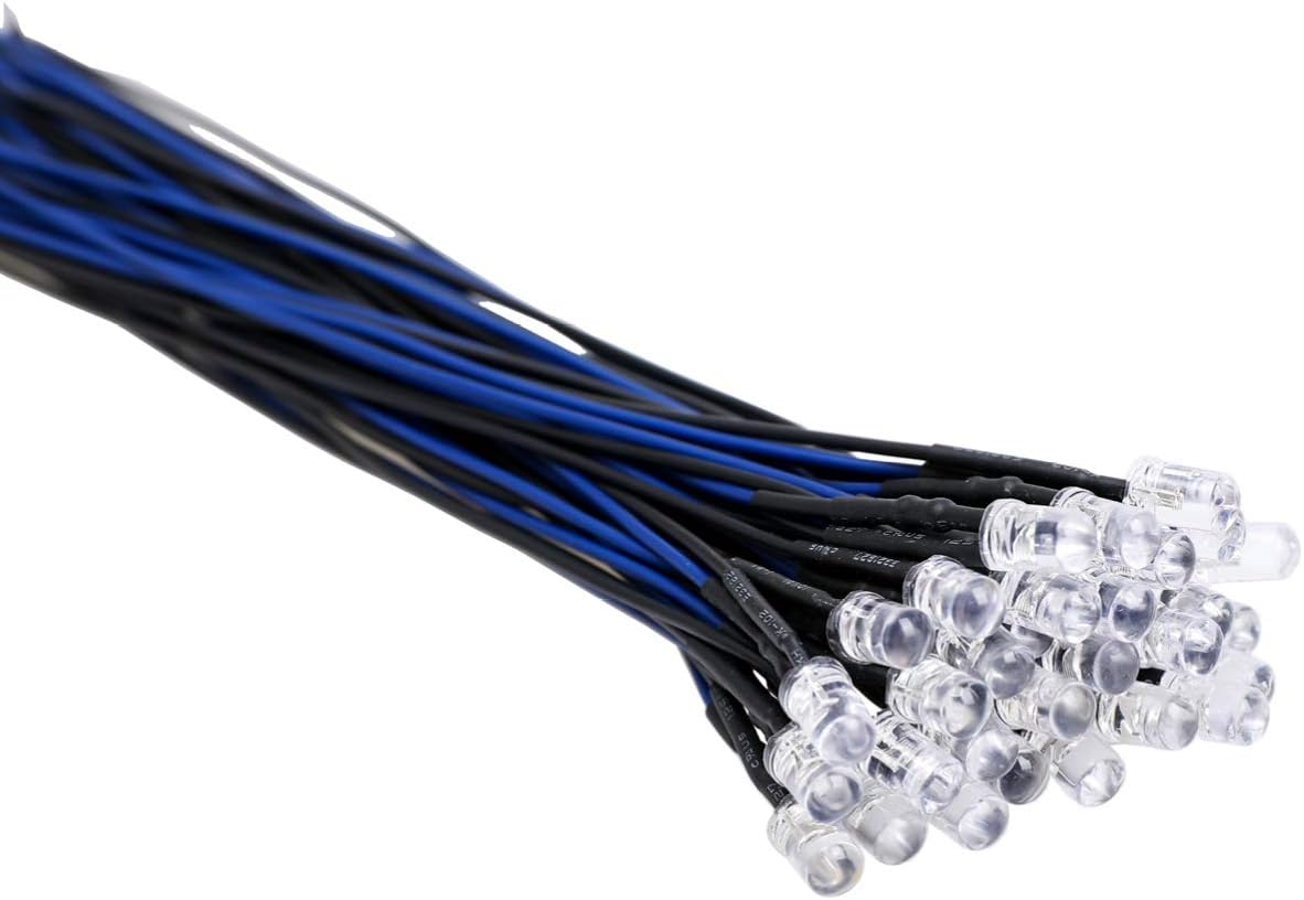 EDGELEC 30pcs 12 Volt 5mm Blue LED Lights Emitting Diodes Pre Wired 7.9 ...