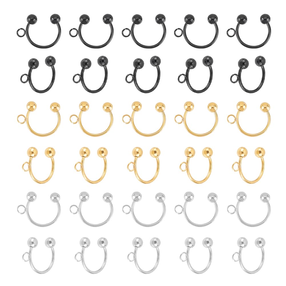 Amazon.com: UNICRAFTALE 30Pcs 3 Colors DIY Ear Cuff Titanium Steel ...