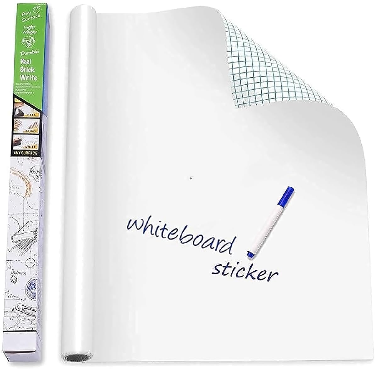 GLUN® White Board (45x200cm) Adhesive Sticker Sheet for Children with ...