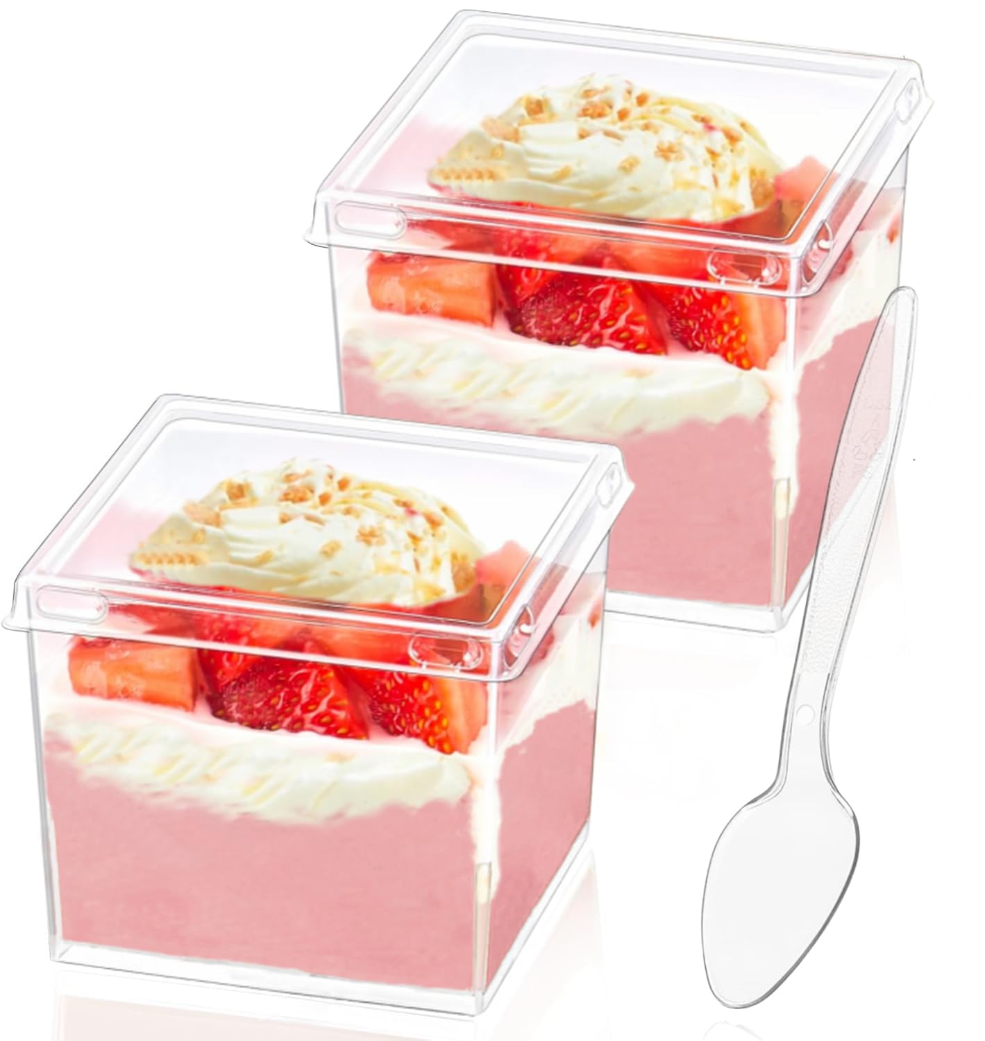 Amazon.com | Wnqou 150ml/5oz Clear Dessert Cups with Lids and Spoons ...