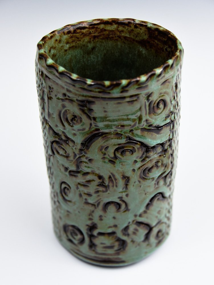 Amazon.com: Stoneware Coiled Pottery/Vase - turquoise color glazed ...