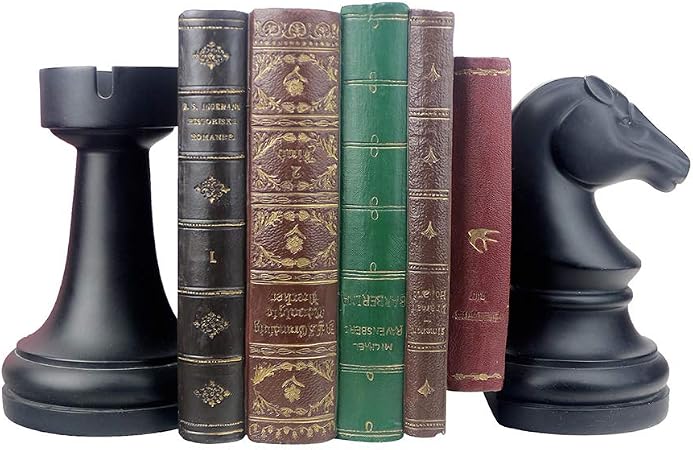 Amazon.com: jinhuoba Decorative Bookends Chess Bookends, Black Heavy ...
