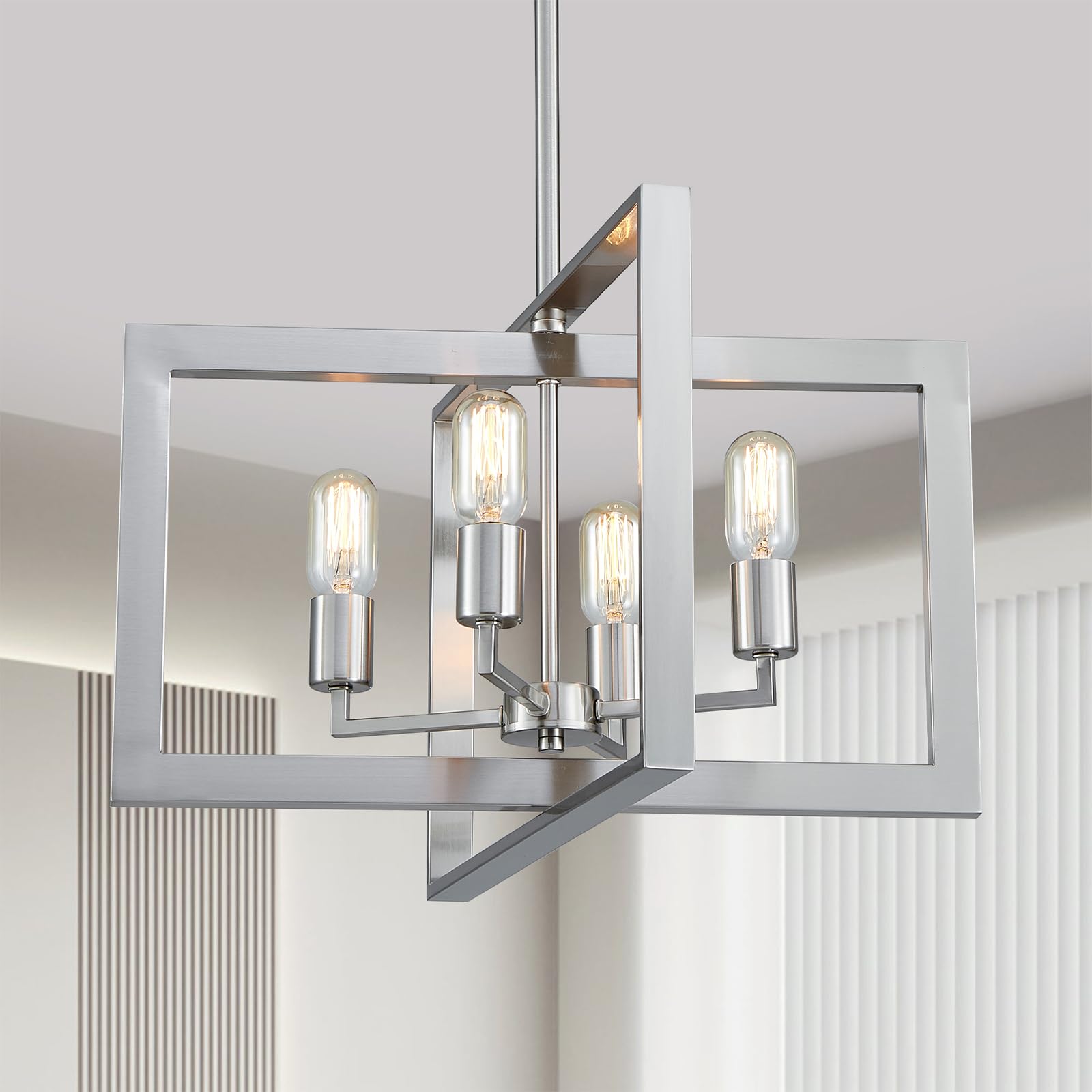 XINGQI Modern Chandelier Brushed Nickel 4-Light, Farmhouse Light ...