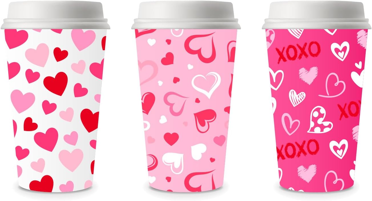 Amazon.com: JarThenaAMCS 72 Set Valentine's Day Disposable Coffee Cups ...