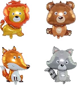 Amazon.com: 4Pcs Jungle Safari Animal Balloon Cute Animal Foil Balloons ...