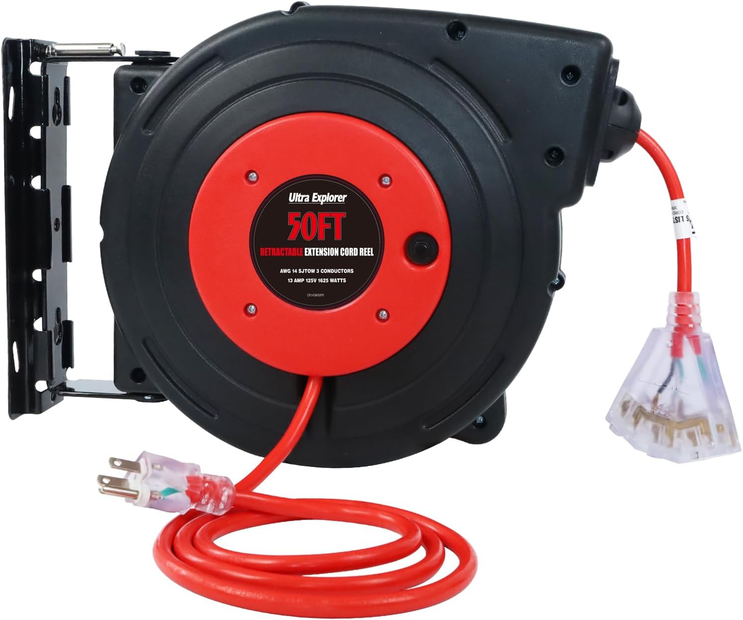 Amazon.com: WILAWELS Retractable Extension Cord Reel, 50 FT Heavy Duty ...