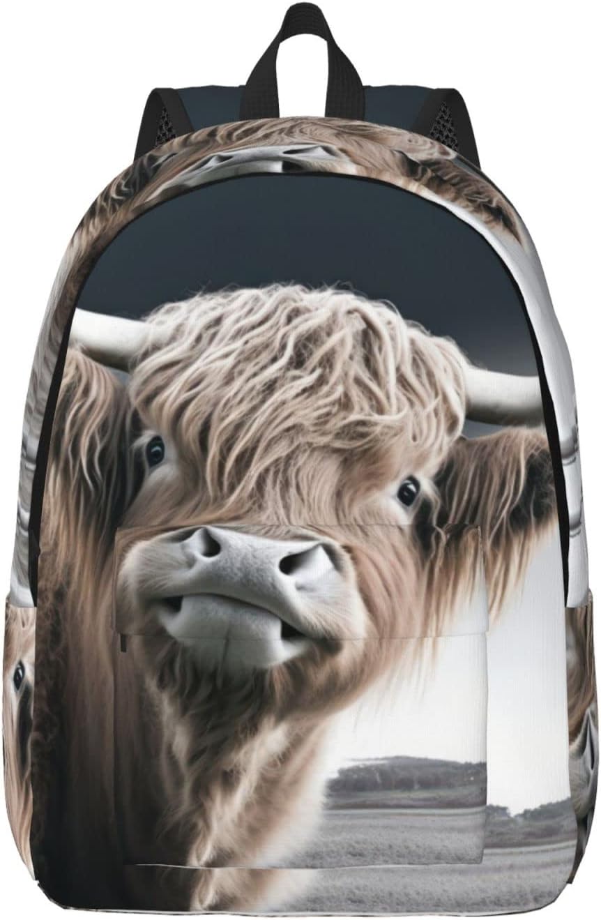 Amazon.com: FYCFSLMY Farmhouse Highland-Cow Backpack with Adjustable ...