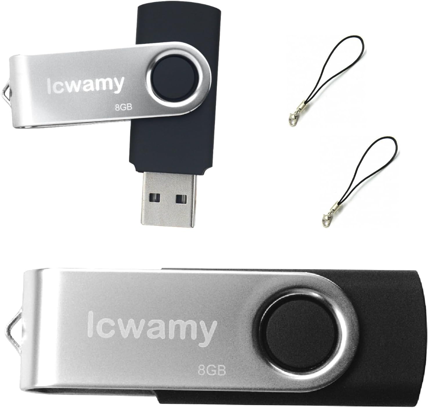 lcwamy 8GB USB Flash Drive 2 Pack Bulk Swivel USB Flash Drives Thumb Drive 2 Pack USB2.0 Flash ...