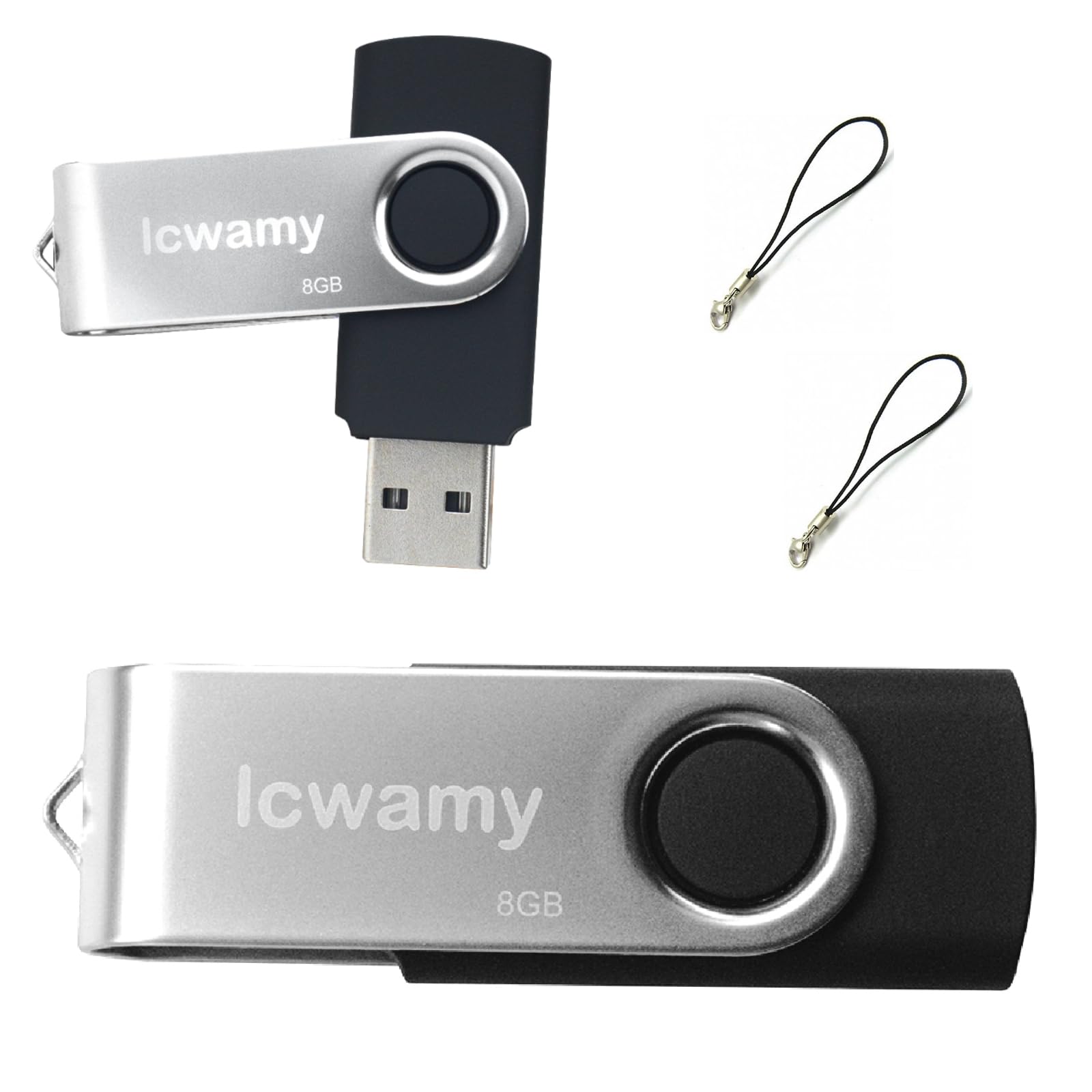 lcwamy USB 8GB USB Flash Drive 2 Pack Bulk Swivel USB Flash Drives 8GB ...