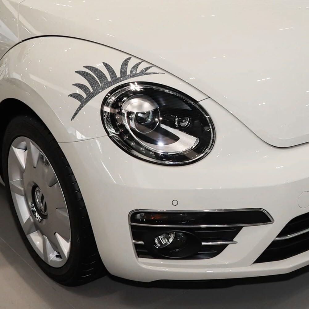 1 par de calcomanías de pestañas falsas para faros de automóvil ...