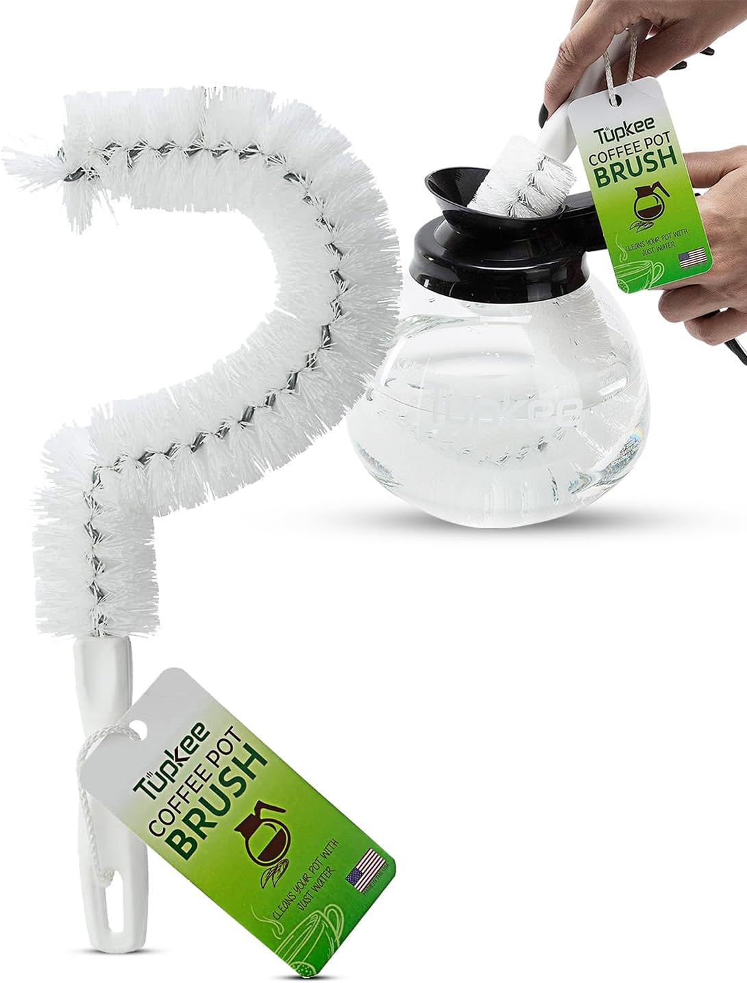 Amazon.com: Coffee Pot Cleaning Brush, Bunnsaver Curved Stain Remover ...