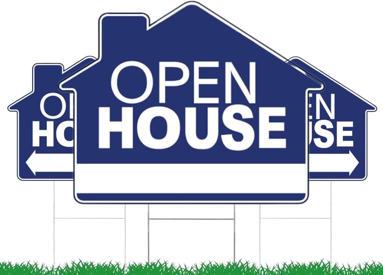 Amazon.com: Set of 3 Double Sided Open House Real Estate Signs 12x16 ...