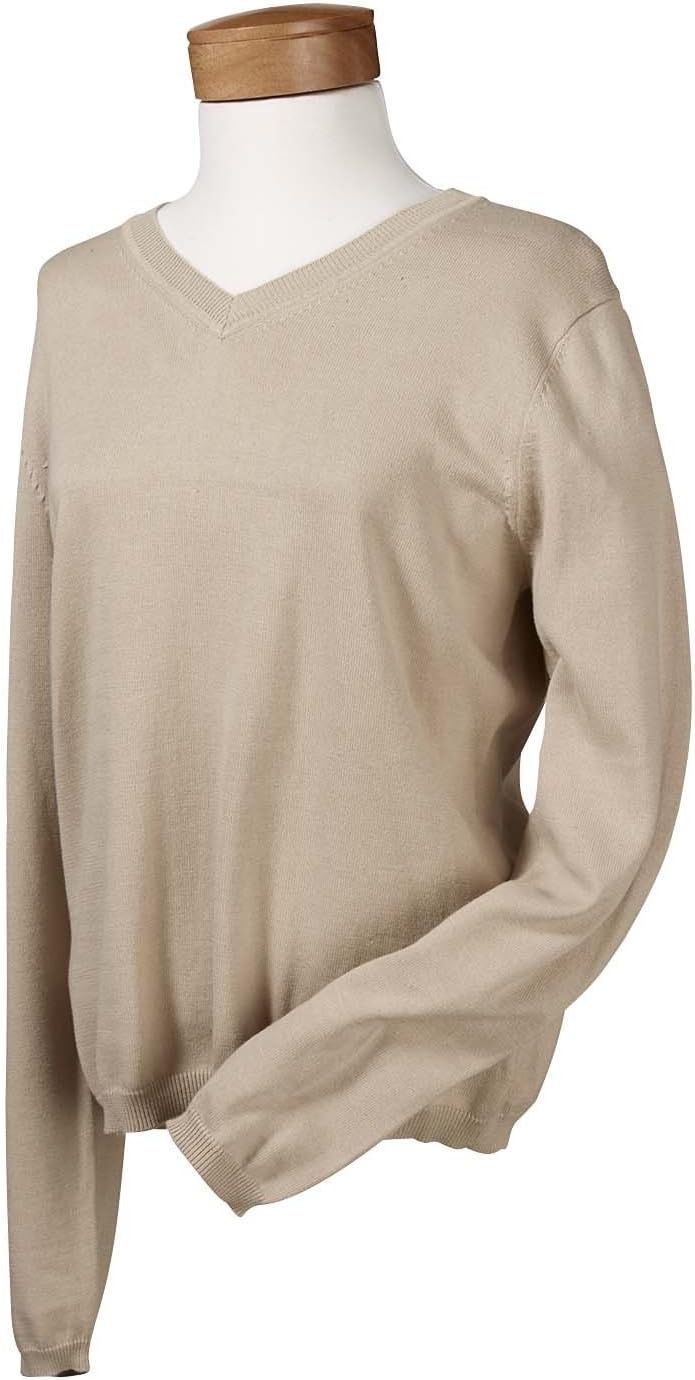 Devon & Jones Classic Ladies' V-Neck Sweater. D475W - X-Large - Stone ...