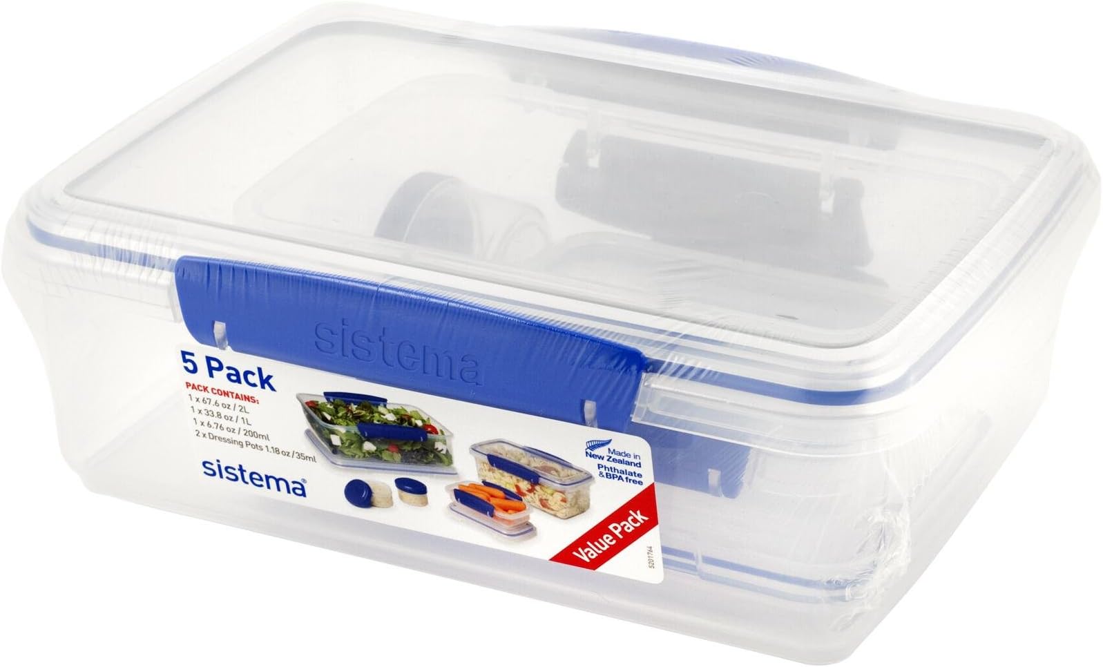 Amazon.com: Sistema KLIP IT Food Storage Container Clear with Blue ...