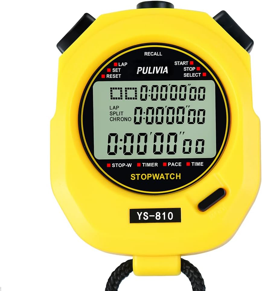 Pulivia Sports Stopwatch Timer 10 Lap Split Memory Recall Stopwatch With Countdown Timer Large