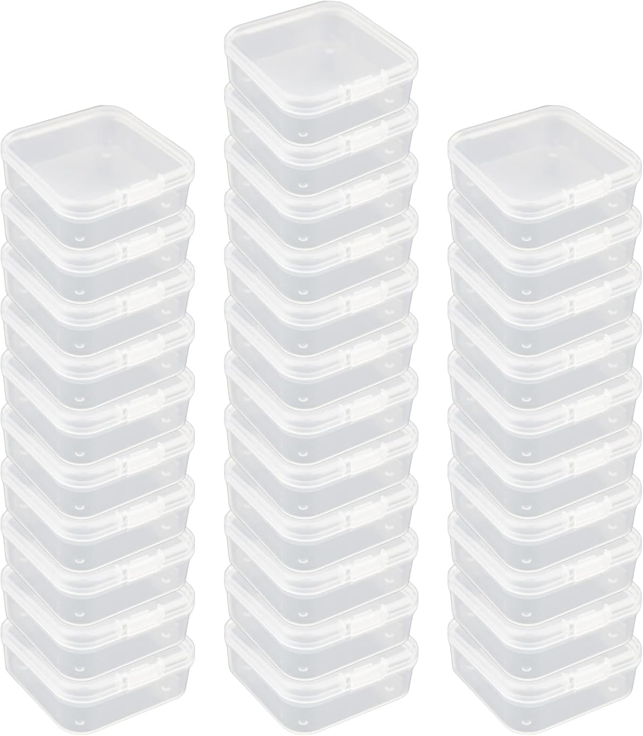 LJY 32 Pieces Square Mini Clear Plastic Storage Containers Box Case ...