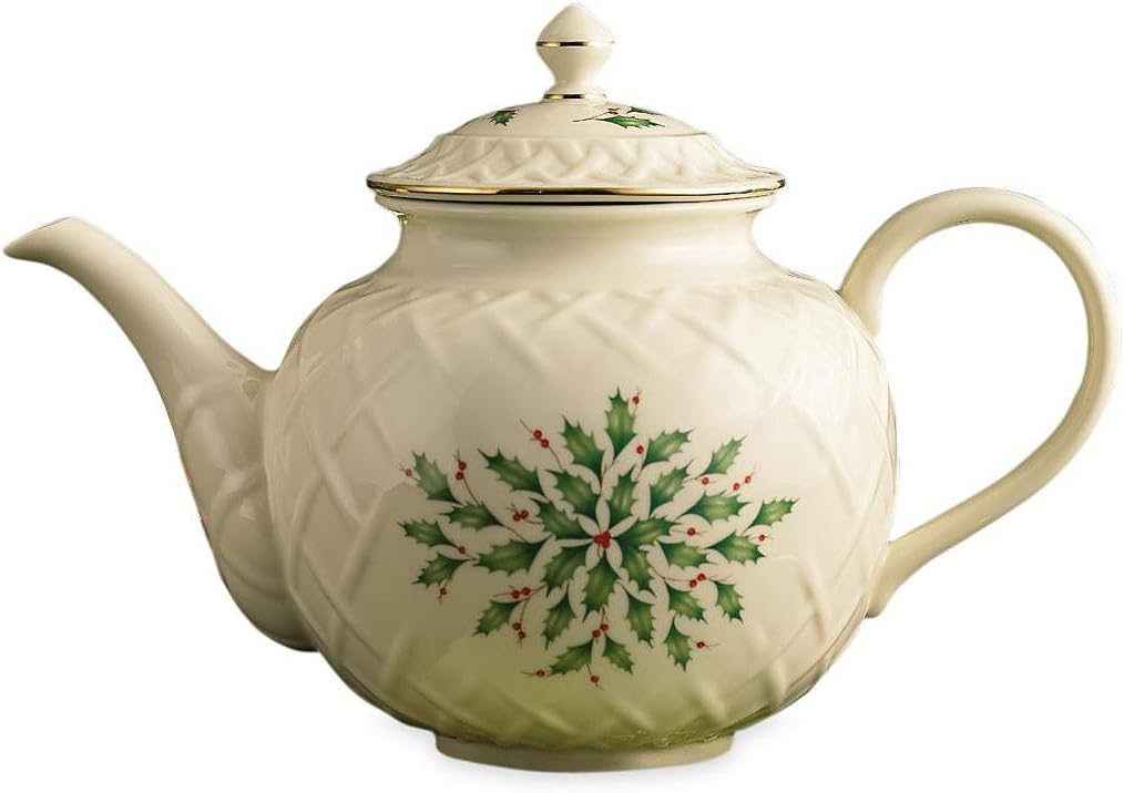 Amazon.com | Lenox Holiday Gold-Banded Carved Teapot: Teapots