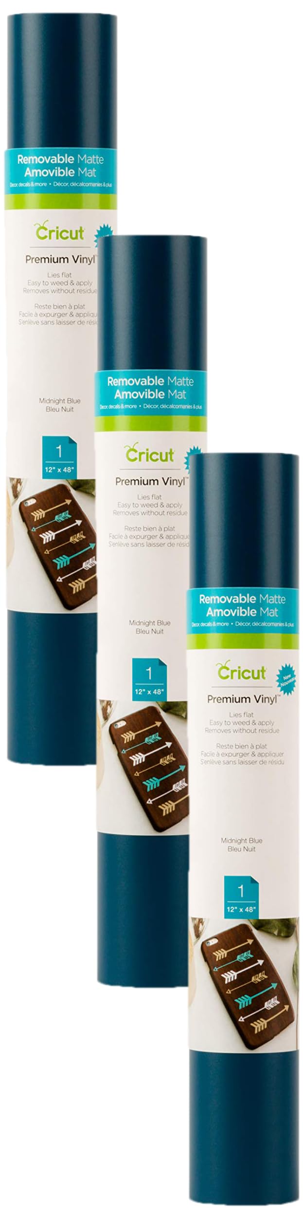 Amazon.com: Cricut Removable Vinyl, Midnight Blue - 3-Pack of 4ft Rolls ...