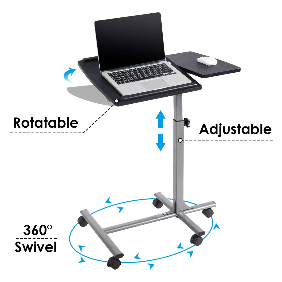 Buy Tangkula Rolling Laptop Desk Cart, Mobile Laptop Stand with Tilting ...