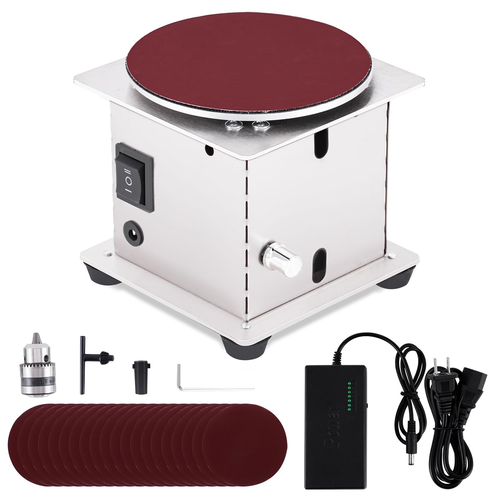 5 Inch Bench Disc Sander Stepless Speed Control, 6000RPM Electric Small ...