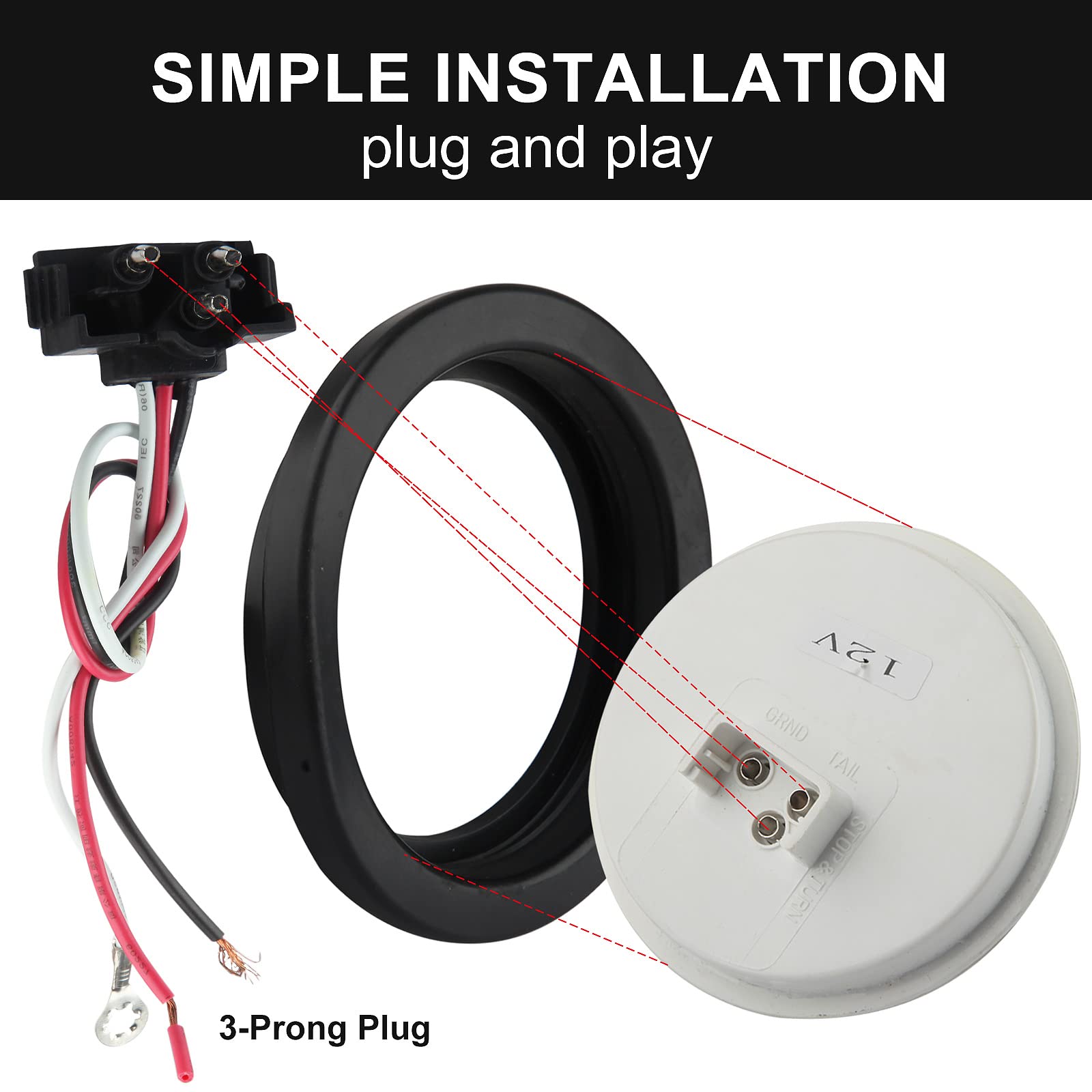 Snapklik.com : 10Pcs 4 Inch Round Led Trailer Tail Lights Red 12 LED ...