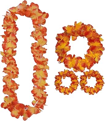 Amazon.com: KIWILEPI 4pcs Orange Leis, Thickened Hawaiian Leis ...
