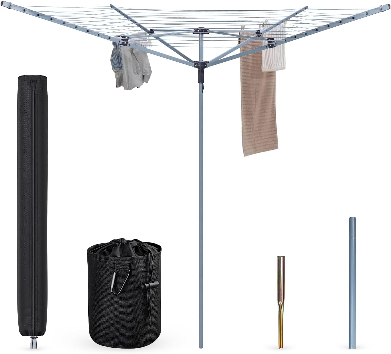 HEFTMAN Outdoor Rotary Washing Line - 45m Easy Assembly 4 Arm Rotary ...