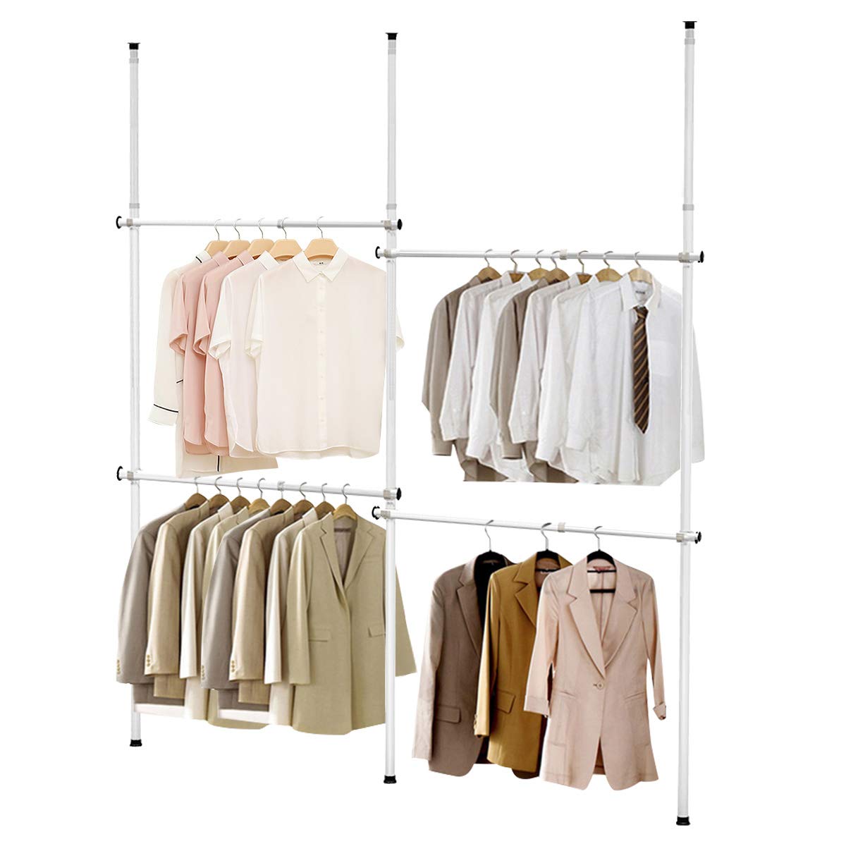 Buy Tangkula Double 2 Tier Adjustable Closet System, Floor to Ceiling ...