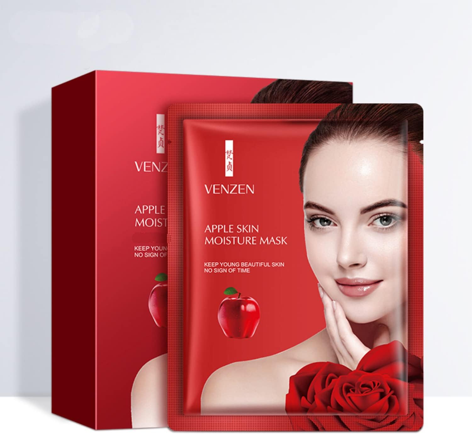 VENZEN Red Apple Skin Moisture Face Mask Hyaluronic Acid Facial ...