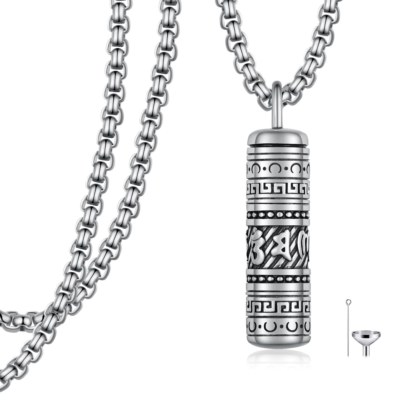 Tibetan Buddhism Meditation Urn Necklace for Ashes 925 Sterling Silver ...