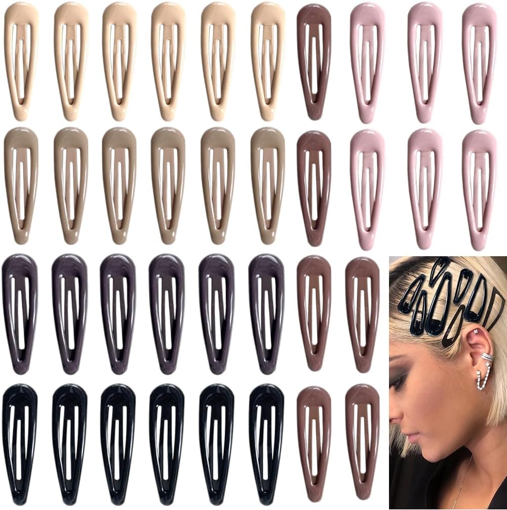 Amazon.com : 36 PCS 2 Inch Metal Snap Hair Clips Water Drop No Slip for ...