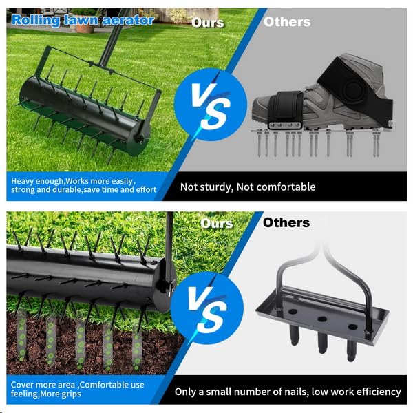 Snapklik.com : YOSHIKO Lawn Aerator Upgraded Manual Spike Rolling Lawn ...
