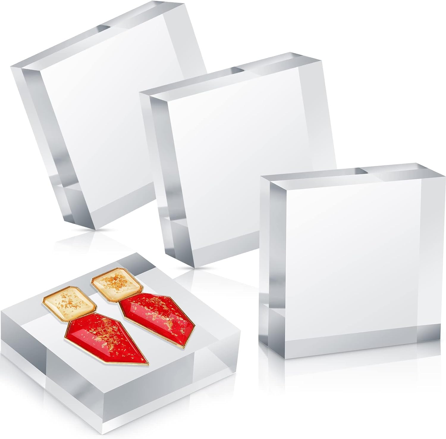 Amazon.com: Remerry 4 Pieces 3 x 3 x 1 Acrylic Square Display Block ...