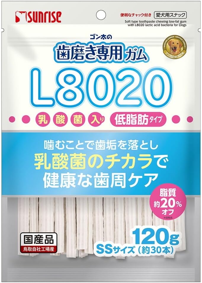 Amazon.co.jp: サンライズ ゴン太の歯磨き専用ガムSSサイズ L8020乳酸菌入り 低脂肪 120g 犬用おやつ : ペット用品