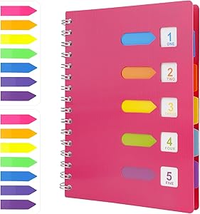 HMIEPRS A5 Notebook with Dividers, Subject Spiral Notebook with 2Pcs 7 ...