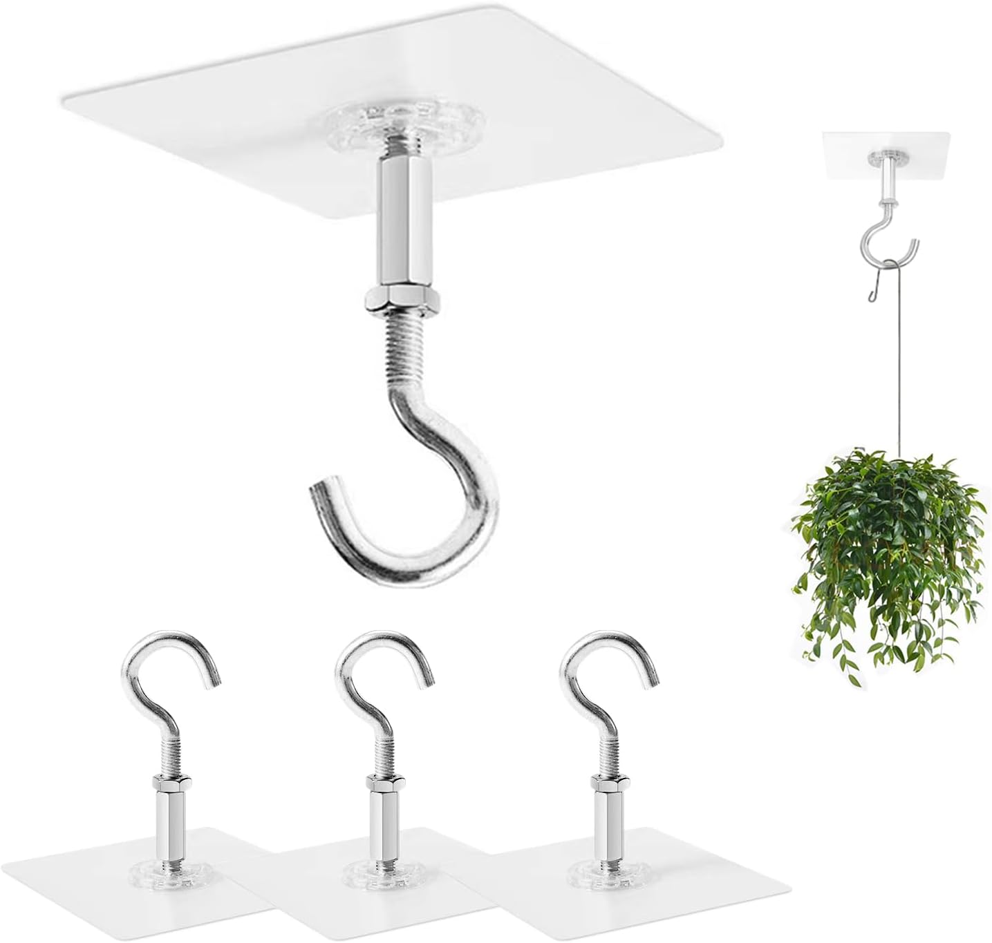 Amazon.com: 3 Pack Ceiling Hooks Adhesive, Ceiling Hooks Heavy Duty for ...