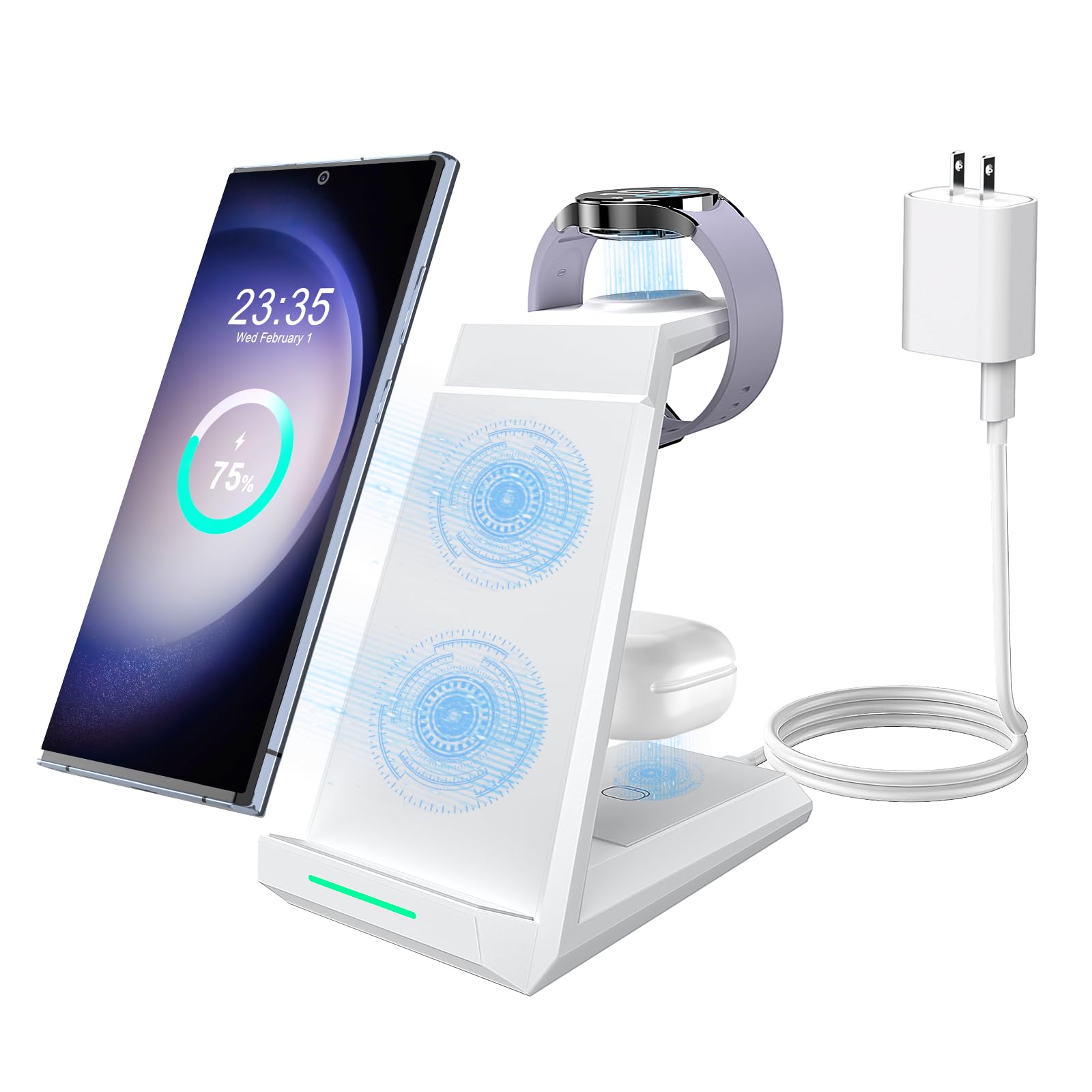 Amazon.com: Wireless Charger for Samsung Charging Station, ADADPU 3 in ...